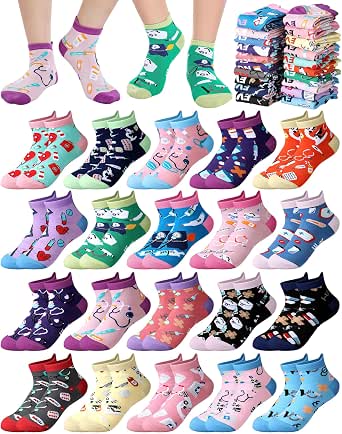 Amazon.com: ShinyMatch 100 Pairs Novelty Nurse Socks Bulk for Women Men ...