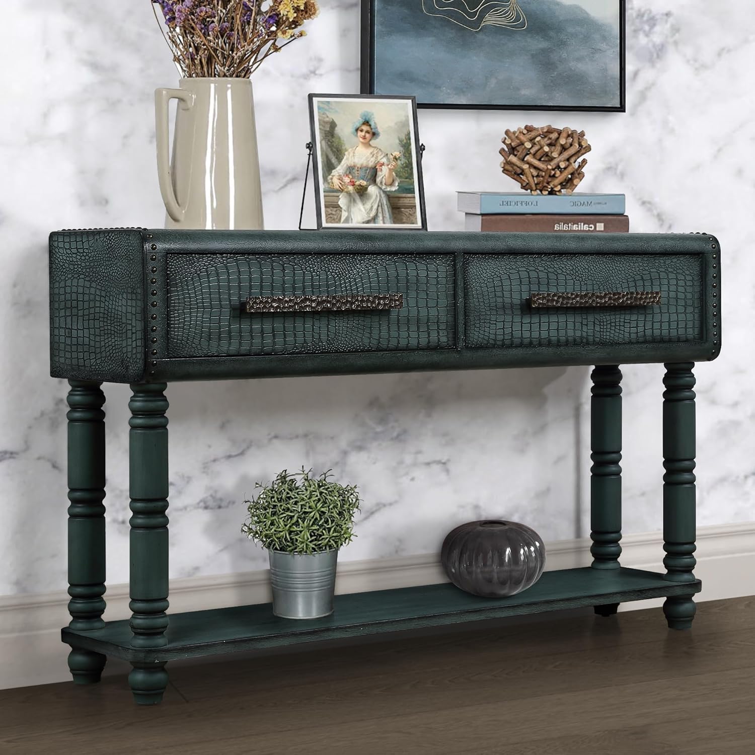 Amazon.com: FULife Light Luxury Pine Console Sofa Table with 2 Power ...