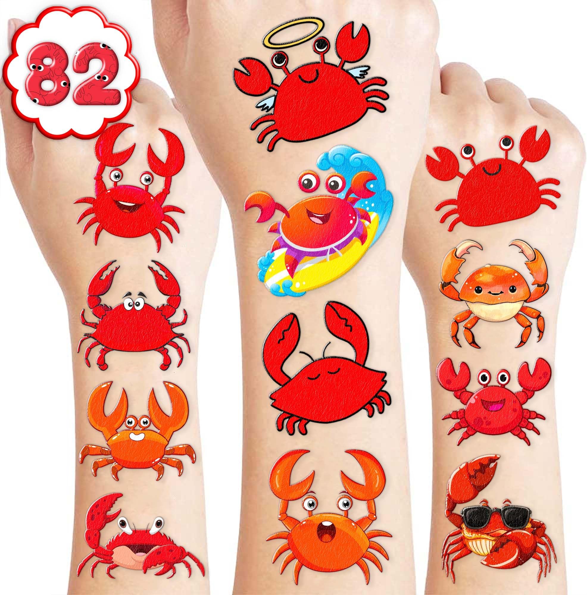 Amazon.com : Dungeness Crab Seafood Crustacean Temporary Tattoo Water ...