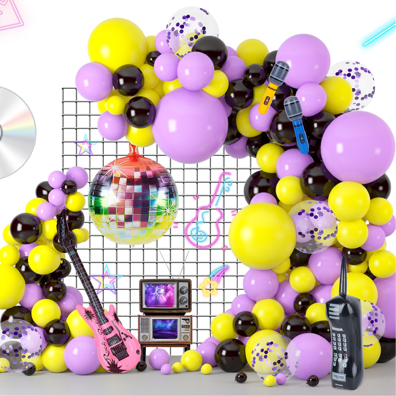 Amazon.com: MCPINKY 90s Theme Party Decorations, 140PCS Balloon Garland ...