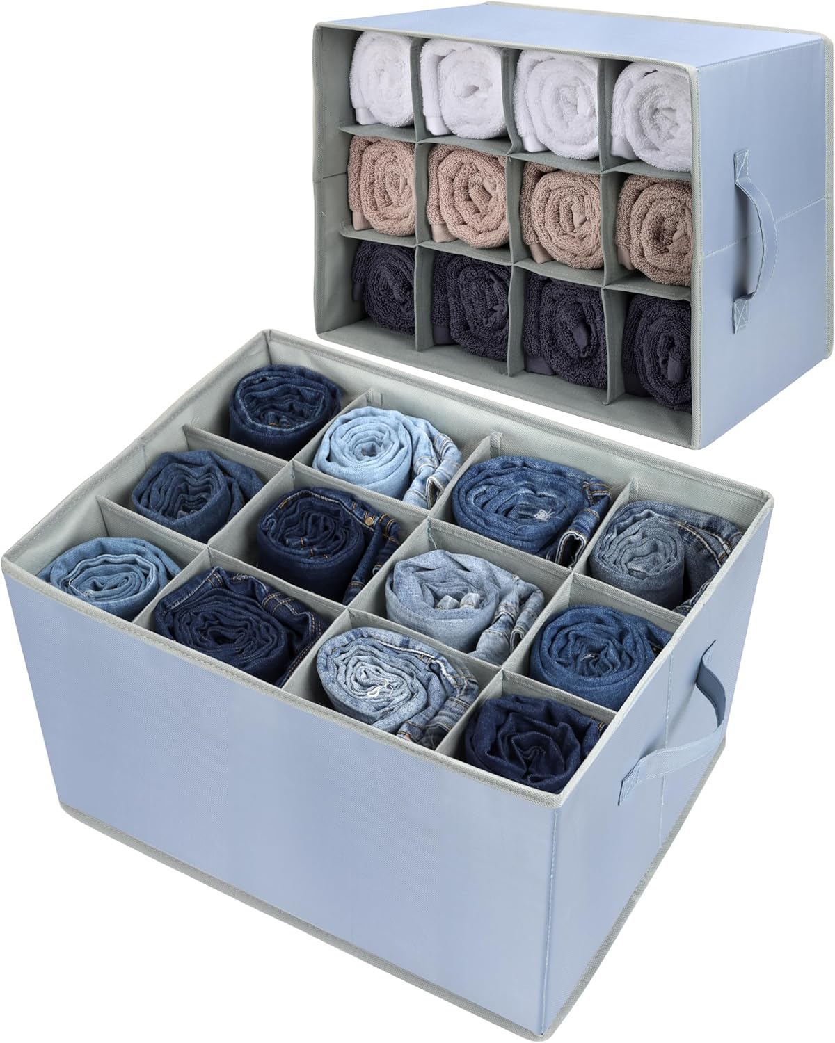 Wardrobe Clothes Storage Organiser Boxes, 12-Compartment Foldable ...