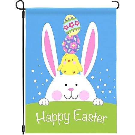 Amazon.com : KUUQA Happy Easter Day Garden Flag Bunny Eggs Decorative ...