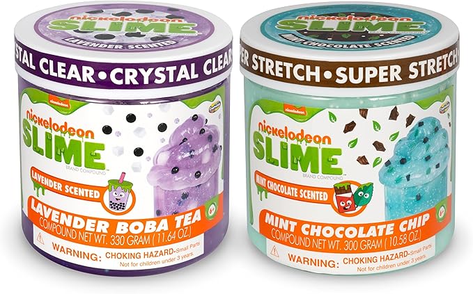 Amazon.com: Nickelodeon Slime Pack of 2 - Lavender Boba Tea & Mint Chocolate Chip Jars, Super ...