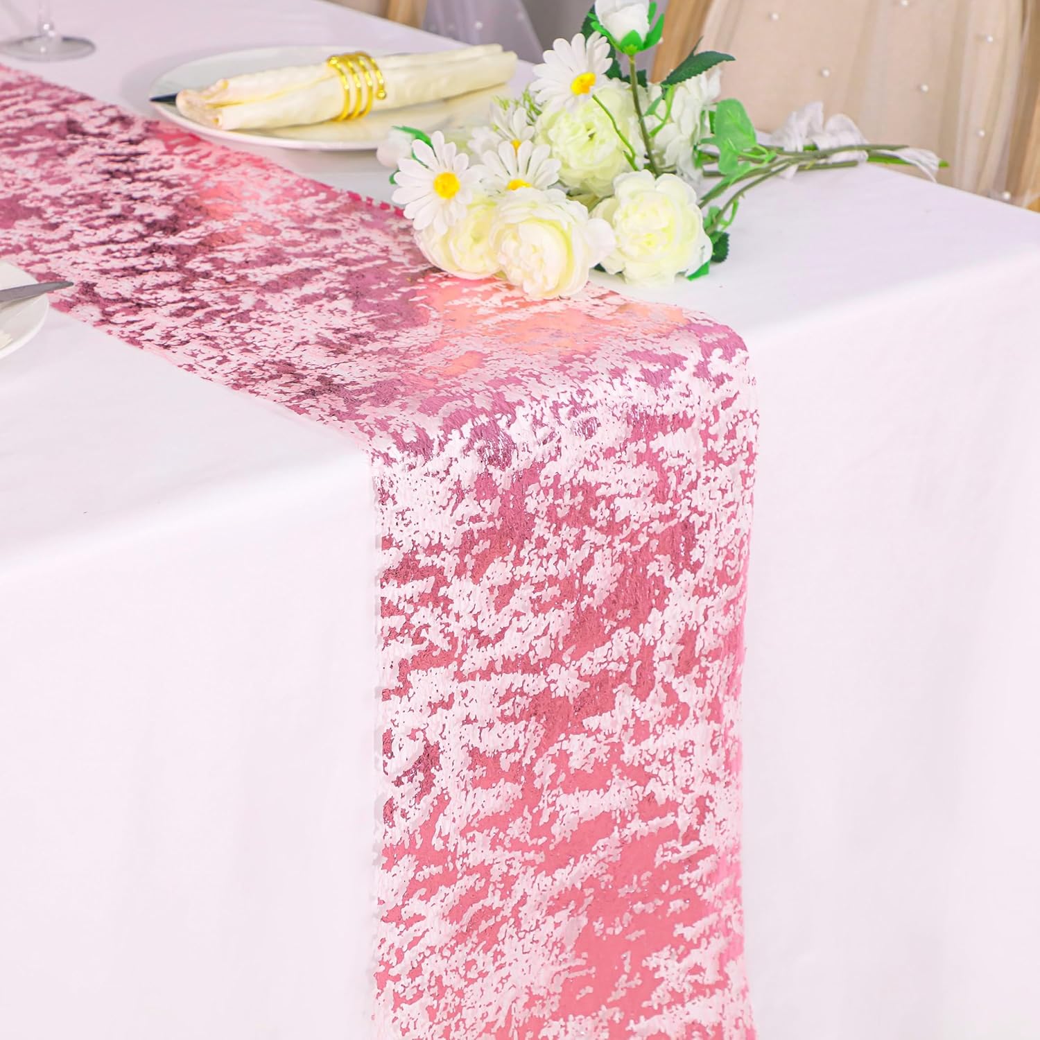 Amazon.com: Snowkingdom 49 Ft Pink Easter Spring Table Runner, Light ...