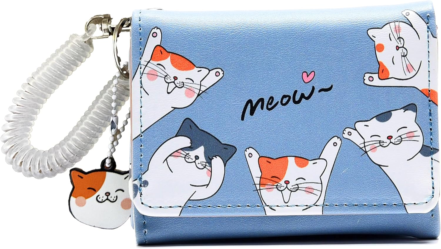 Amazon.com: AOVINBID Small Womens Wallet, Cute Cat Tri-Folded Girls ...