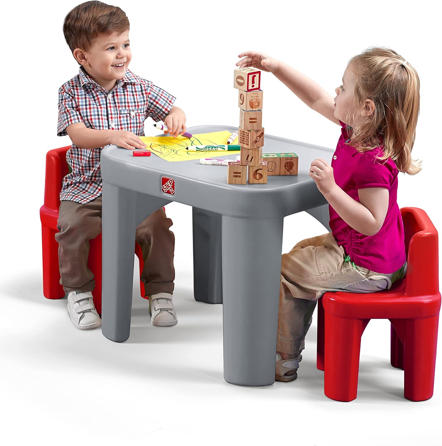 Amazon.com: Step2 Mighty My Size Kids Table and Chair Set, Playroom ...
