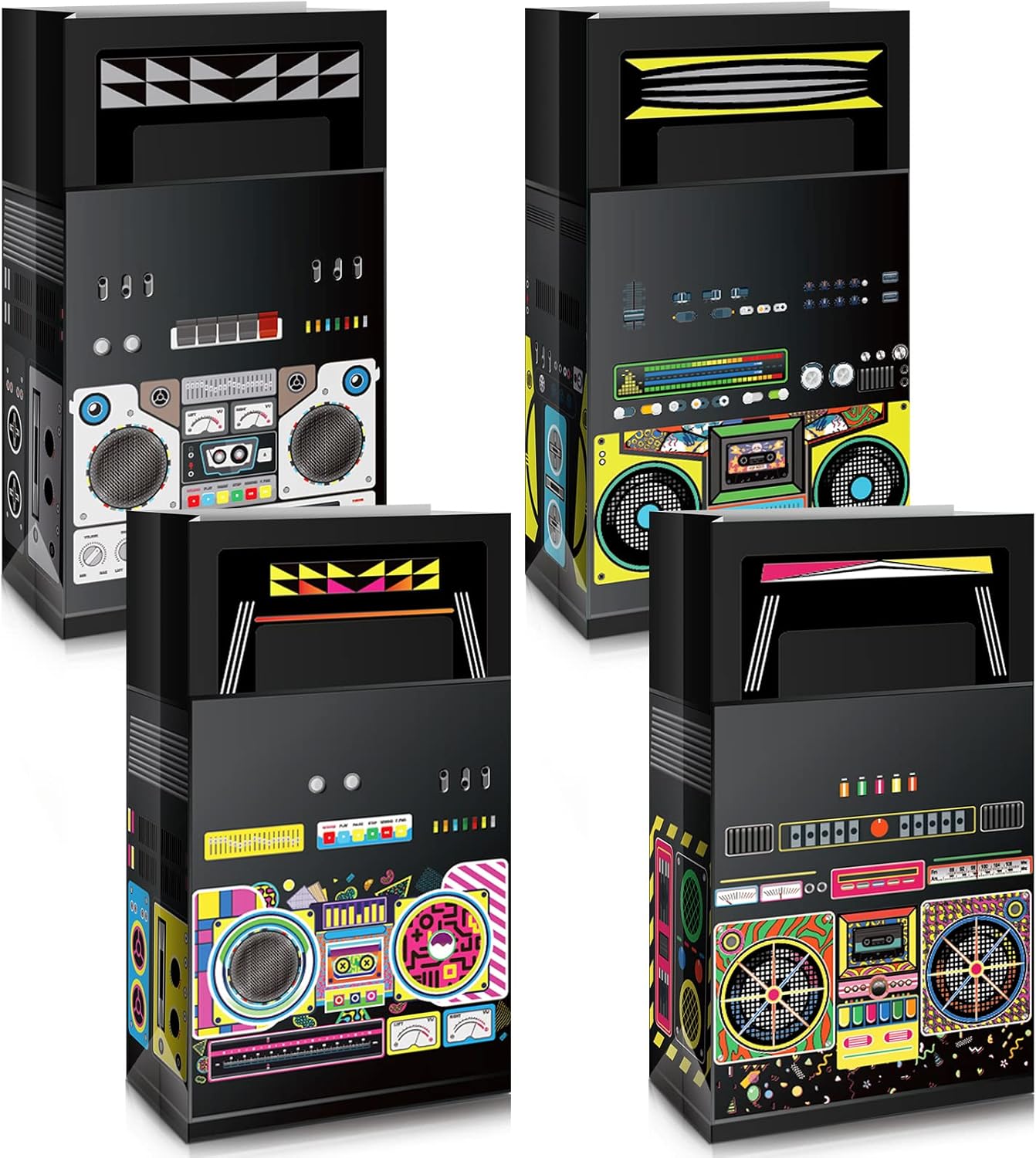 24 Pieces 80s 90s Party Favor Bags Novelty Boom Box Favors Gift Treat ...