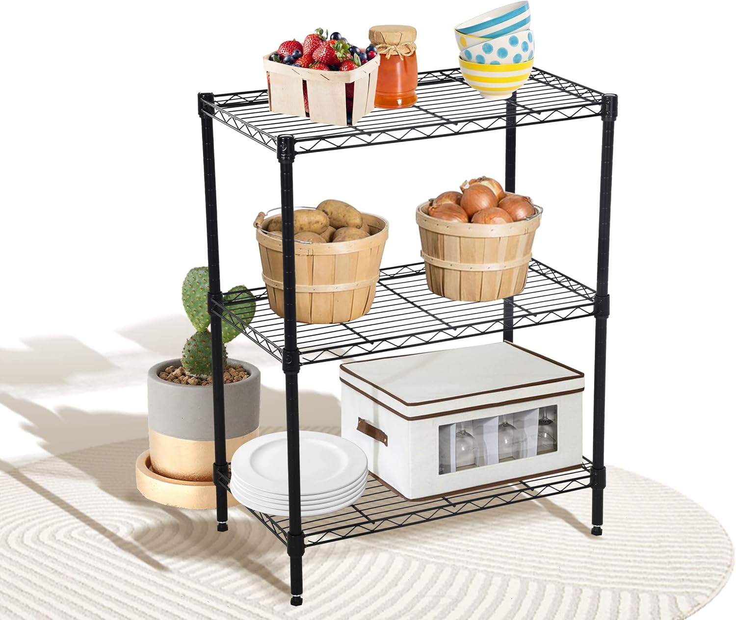 Amazon.com: MKDLUFEI 3-Tier Metal Shelving Adjustable Height 450Lb ...
