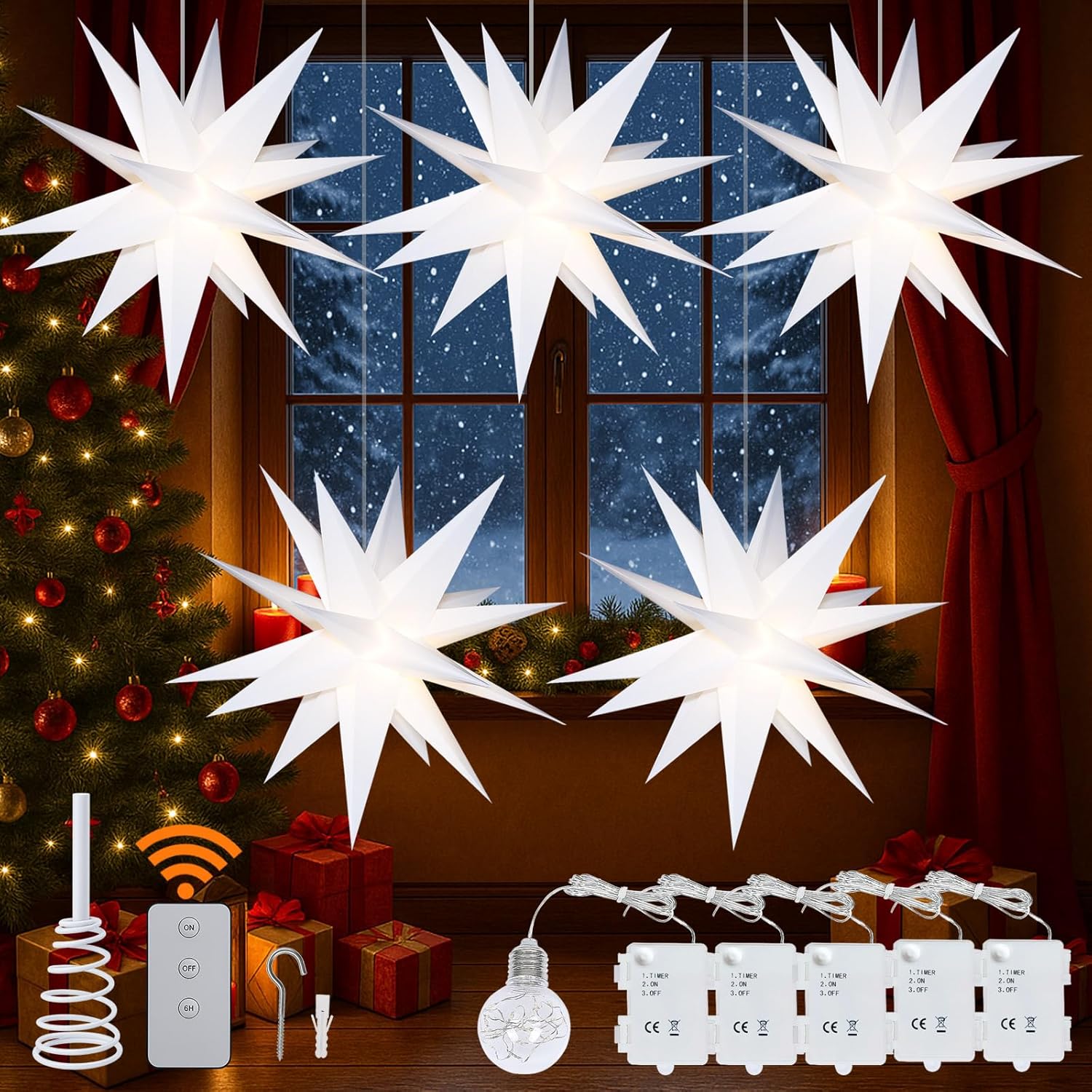 Amazon.com: YPGFDZYDHH 5 Pack 18" Moravian Star Outdoor Light ...
