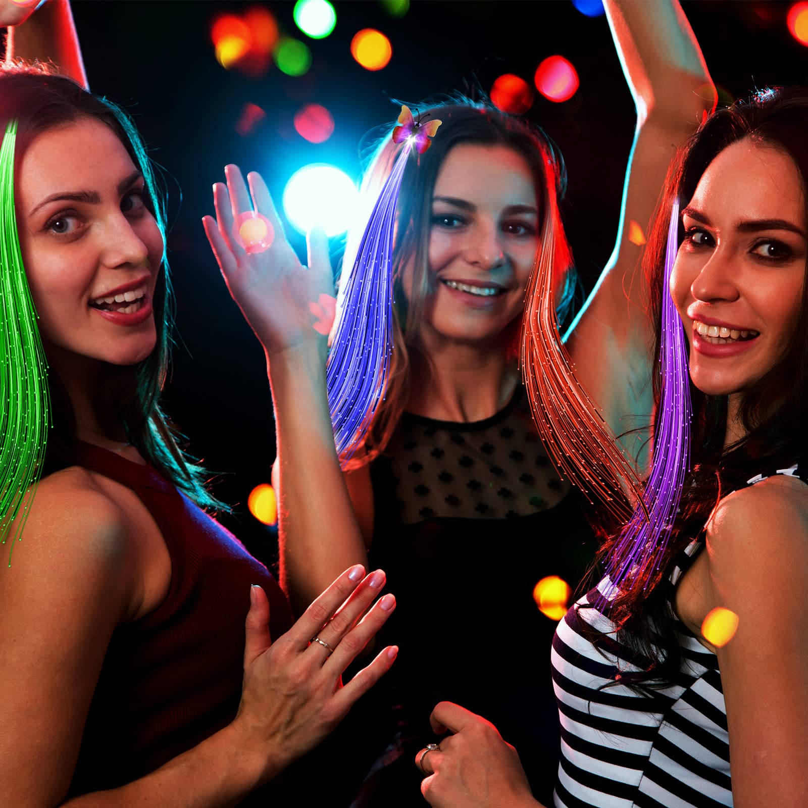 60 Pcs Light up Hair Accessories LED Hair Clips Fiber Optic LED Hair ...