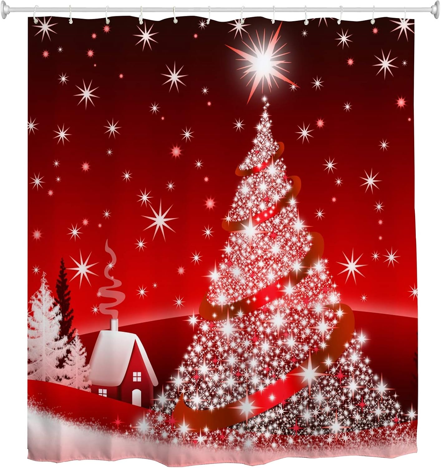 Amazon.com: AO BLARE 3D Christmas Tree Decoration Shower Curtain ...