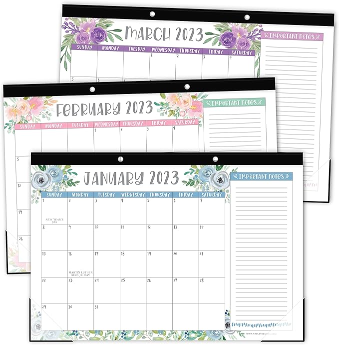Amazon.com : Floral Large Desk Calendar 2023-2024 Calendar Desk Pad ...