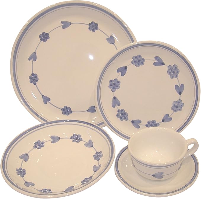 Amazon.com | Caleca Pervinca Blue 5-Piece Dinnerware Place Setting ...