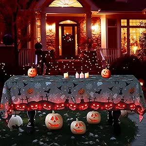 Amazon.com: Besutolife Halloween Tablecloth Light Up Rectangle ...