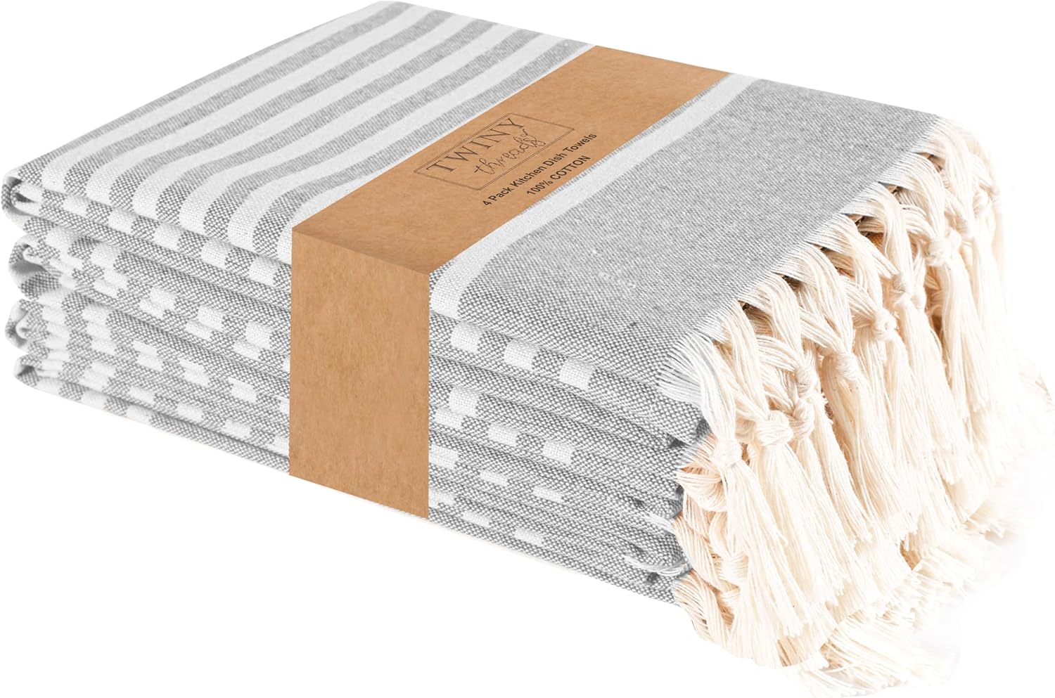 Amazon.com: TWINY threads Set of 4 100% Cotton Turkish Kitchen Towels ...
