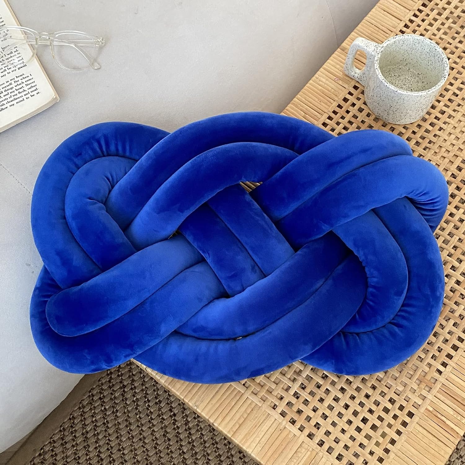 Amazon.com: FPYWO Knot Pillow Throw Soft Klein Blue Handmade Throw ...
