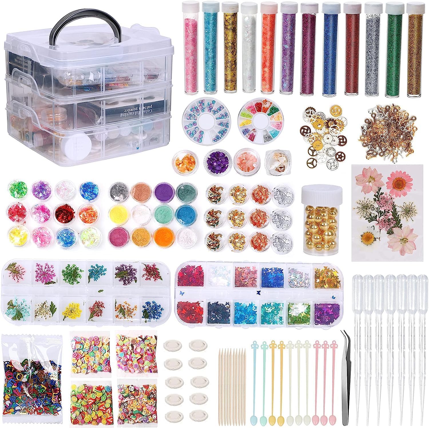Premify 240 Pcs Resin Jewelry Making Kit Silicone Epoxy Resin Mold Set ...