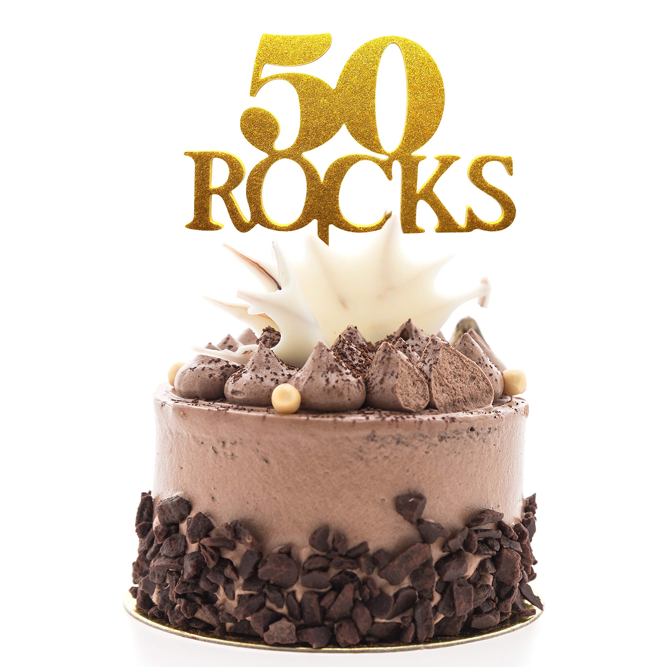 Buy JennyGems 50th Birthday Cake Topper - 50 Rocks - 50th Birthday ...