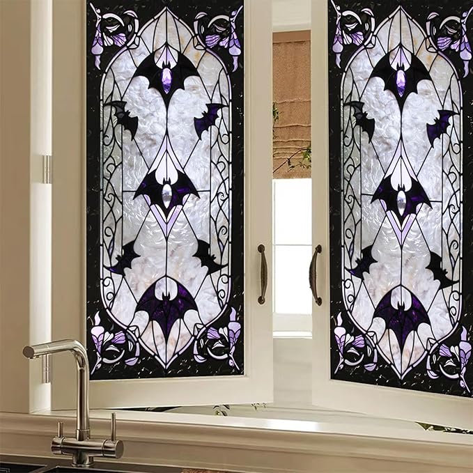 Amazon.com: HOMETITUTE Halloween Bat Window Cling 18 x 39 Inch Gothic ...