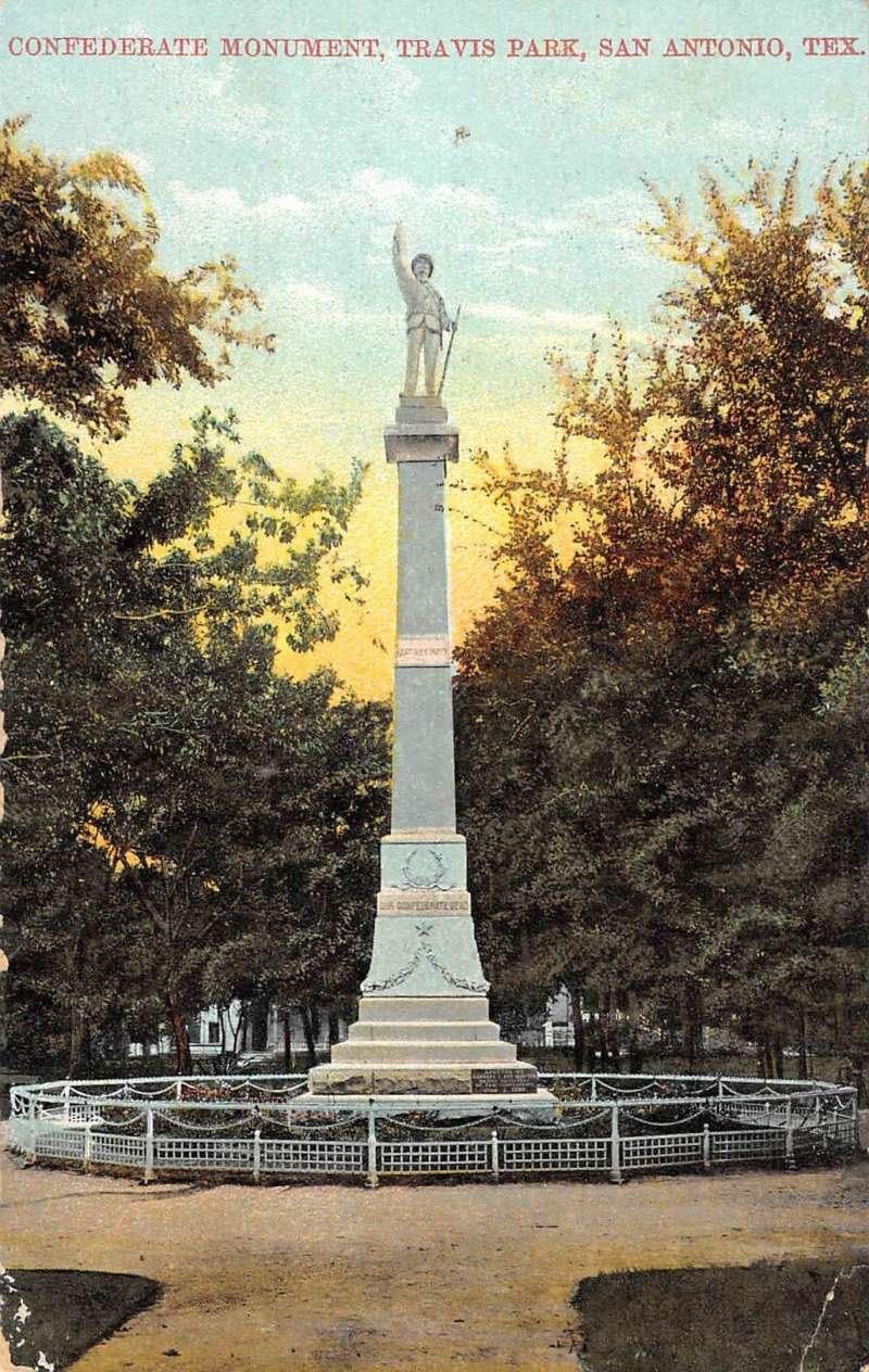San Antonio Texas Confederate Monument Travis Park Antique Postcard ...