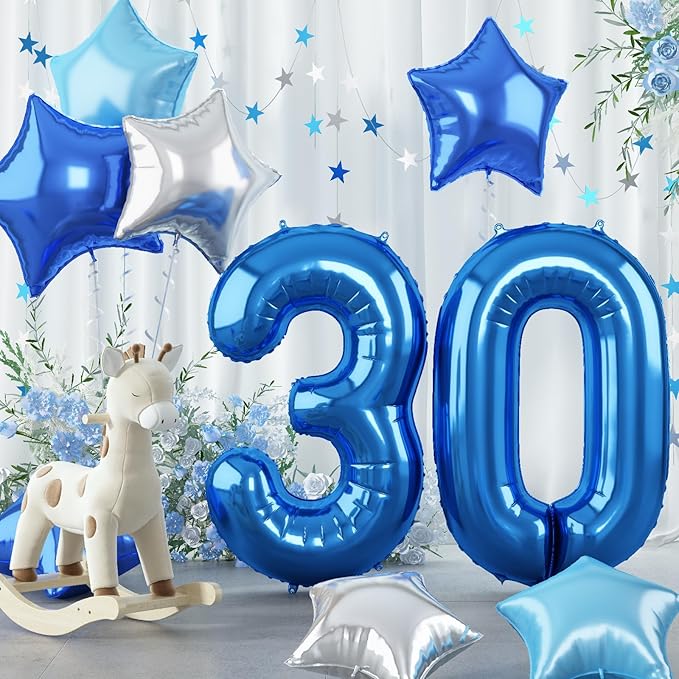 Amazon.com: Dark Blue Foil Balloon Number 30, 40 Inch Giant Globos ...