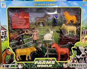 PEBBLE HUG Farmer and Animal Figures Set Toys for Kids, Realistic ...