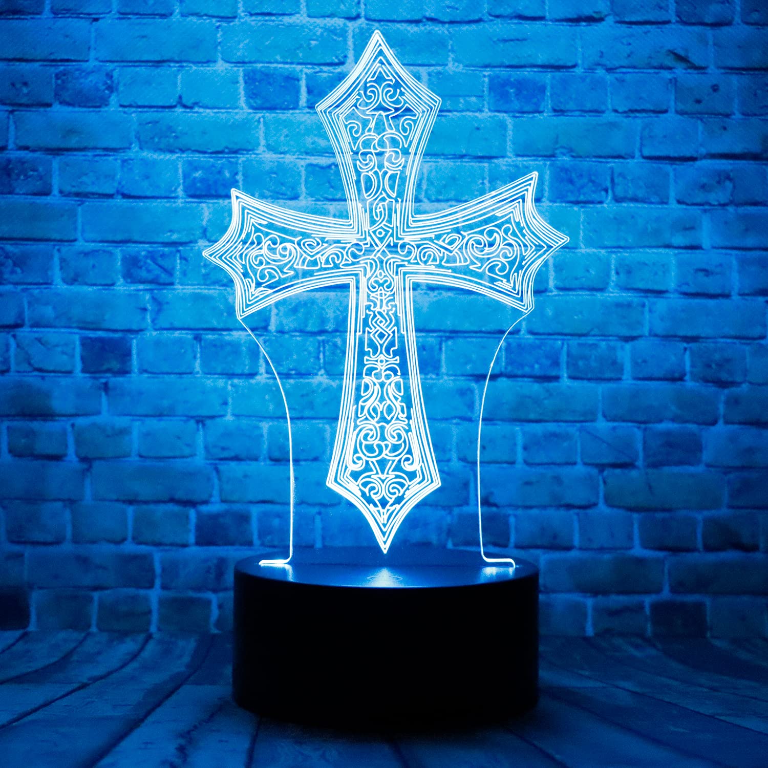 ganaixin 3D Christ Jesus Cross LED Sleep Night Light with Remote 7 ...