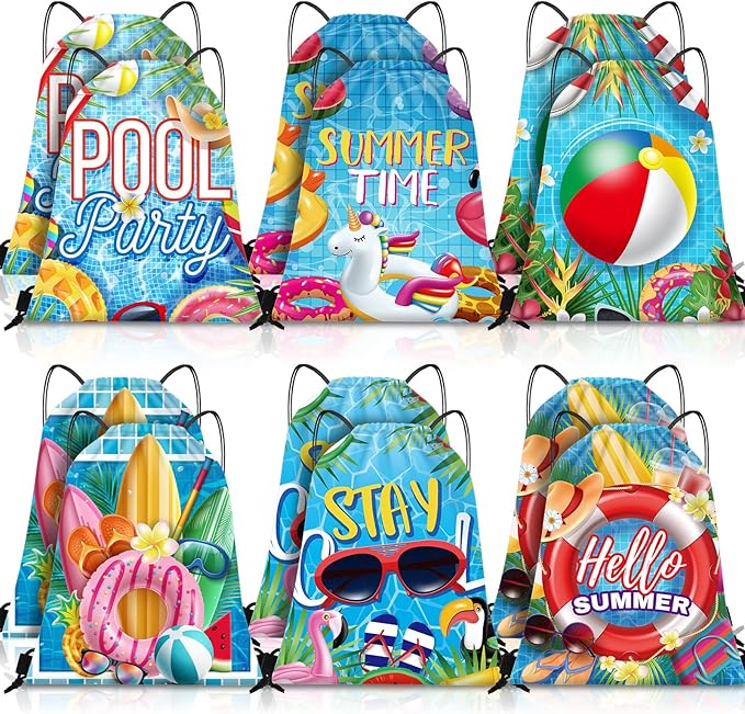 Amazon.com: Kacctyen 12 Pcs Pool Beach Drawstring Bags Summer ...