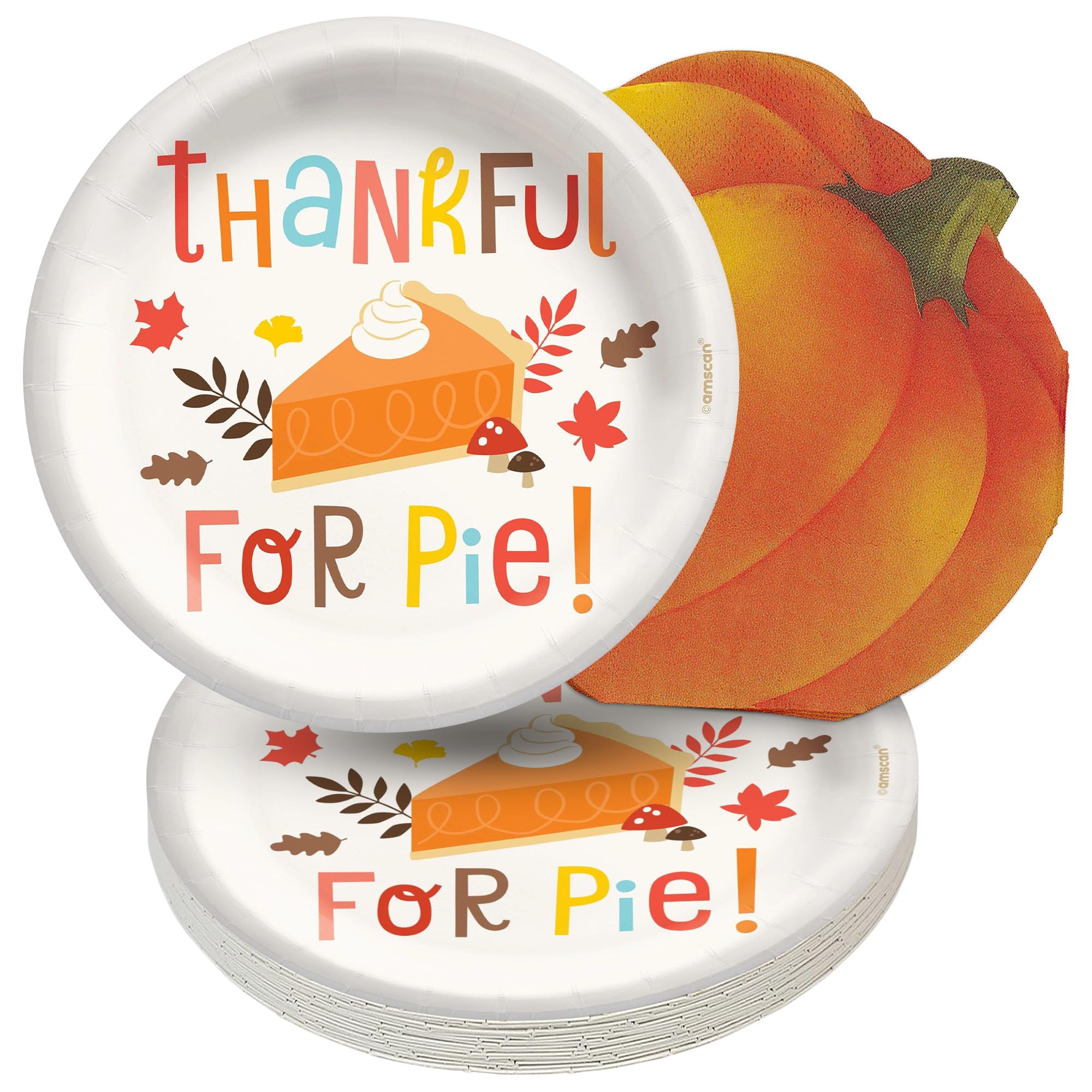 Amazon.com: HOME & HOOPLA Happy Turkey Day Thankful For Pie Round Paper ...