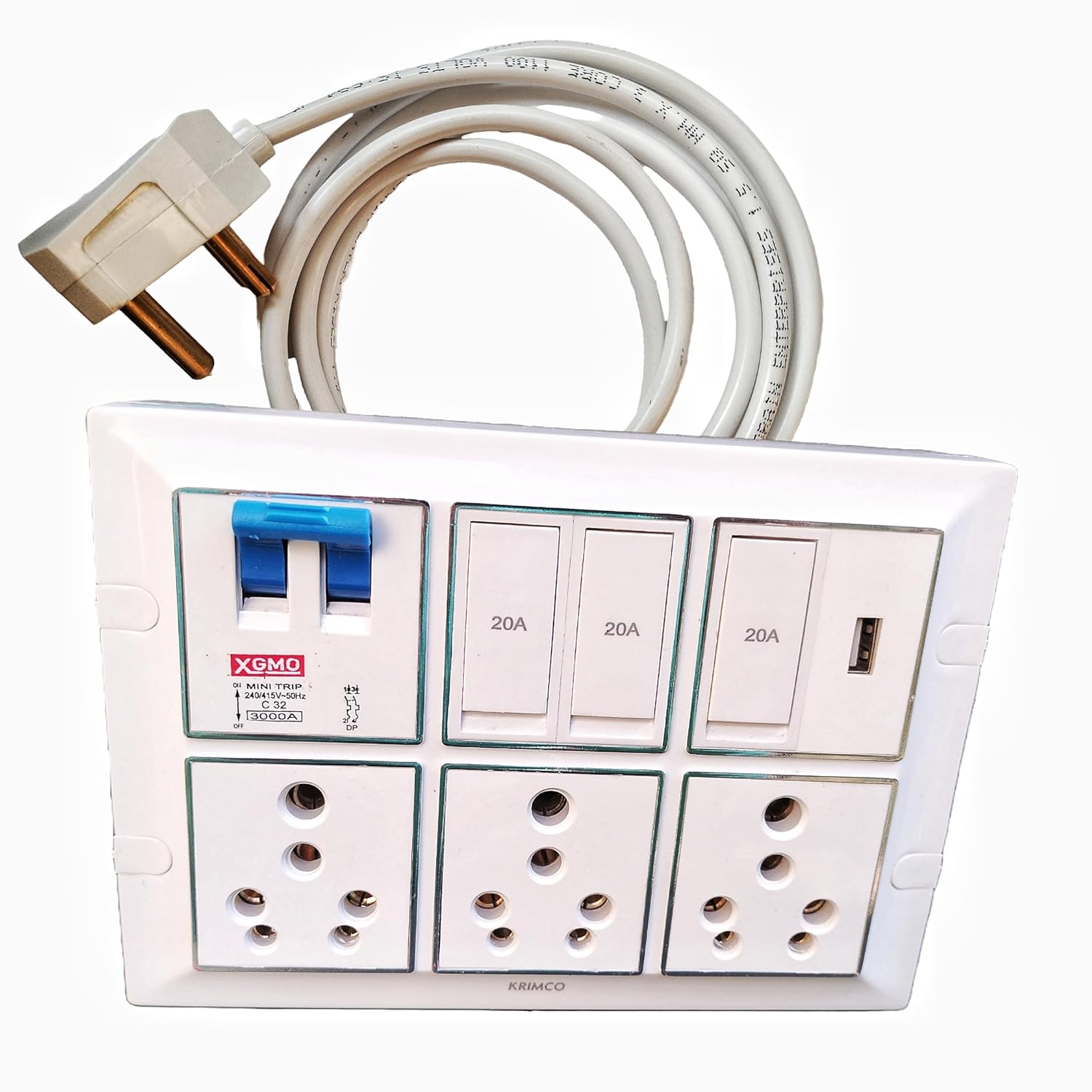 Buy Extension Board 16 amp Modular with USB Charger 3 Socket with MCB ...