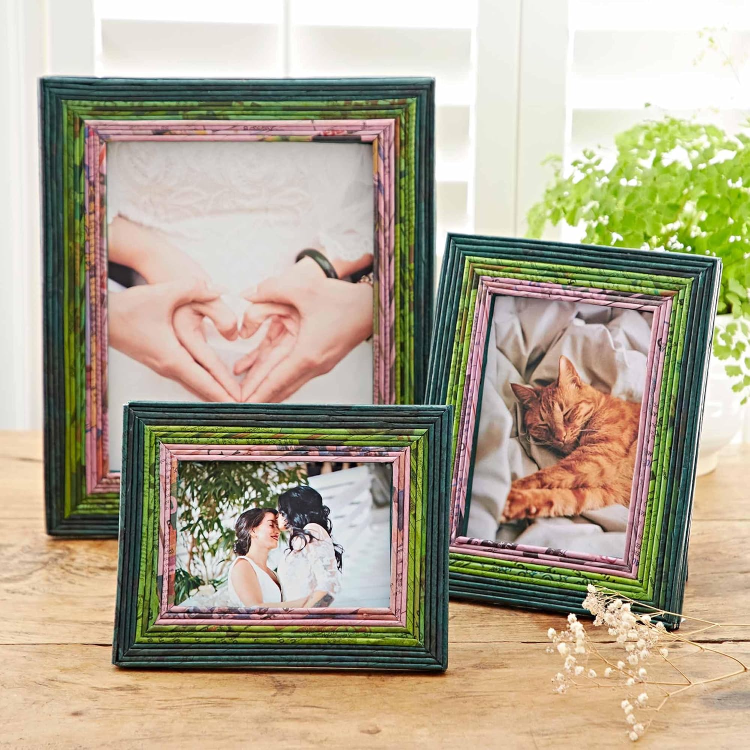Amazon.com - Recycled Newspaper Photo Frame - Dark Green/Light Green ...