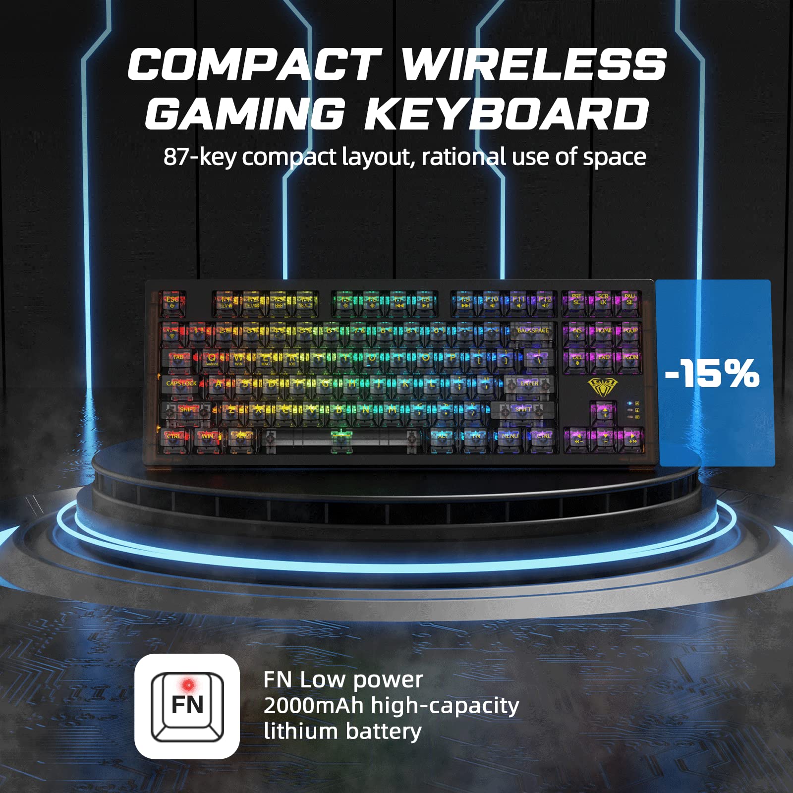 Snapklik.com : AULA Wireless Mechanical Keyboard, 3 In 1 Hot Swappable ...