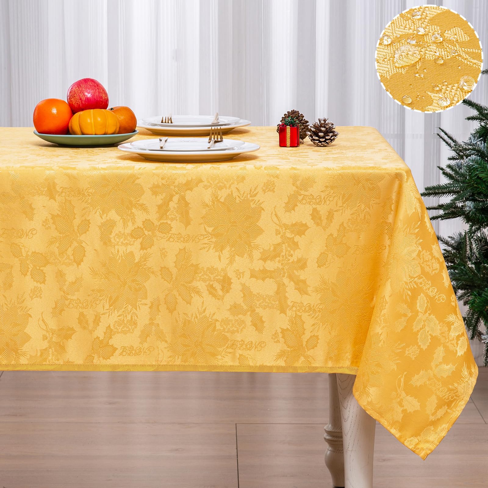 Amazon.com: Mebakuk Christmas Jacquard Tablecloth Waterproof Damask ...