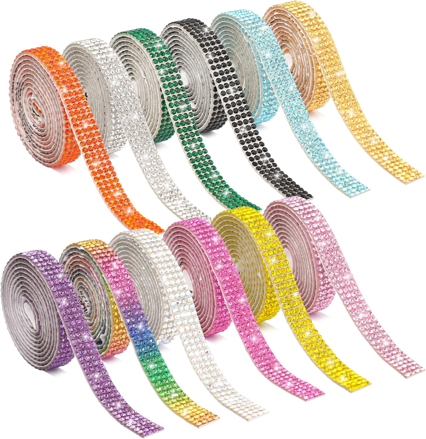 Amazon.com: 12 Rolls Rhinestone Ribbon Self Adhesive,0.35" X12 Yard ...