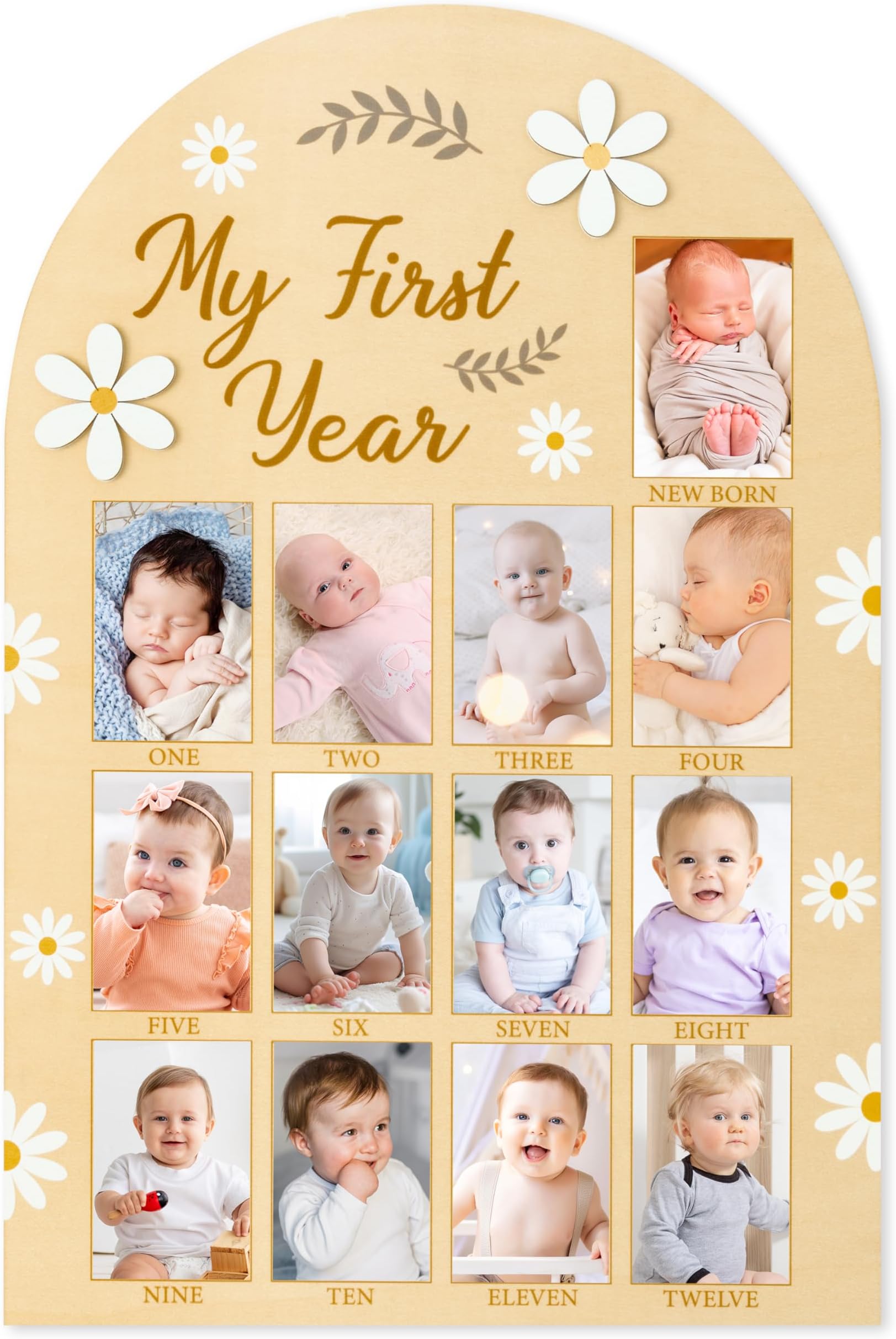 Amazon.com: PEUTIER Baby Picture Frame, My First Year Photo Display ...
