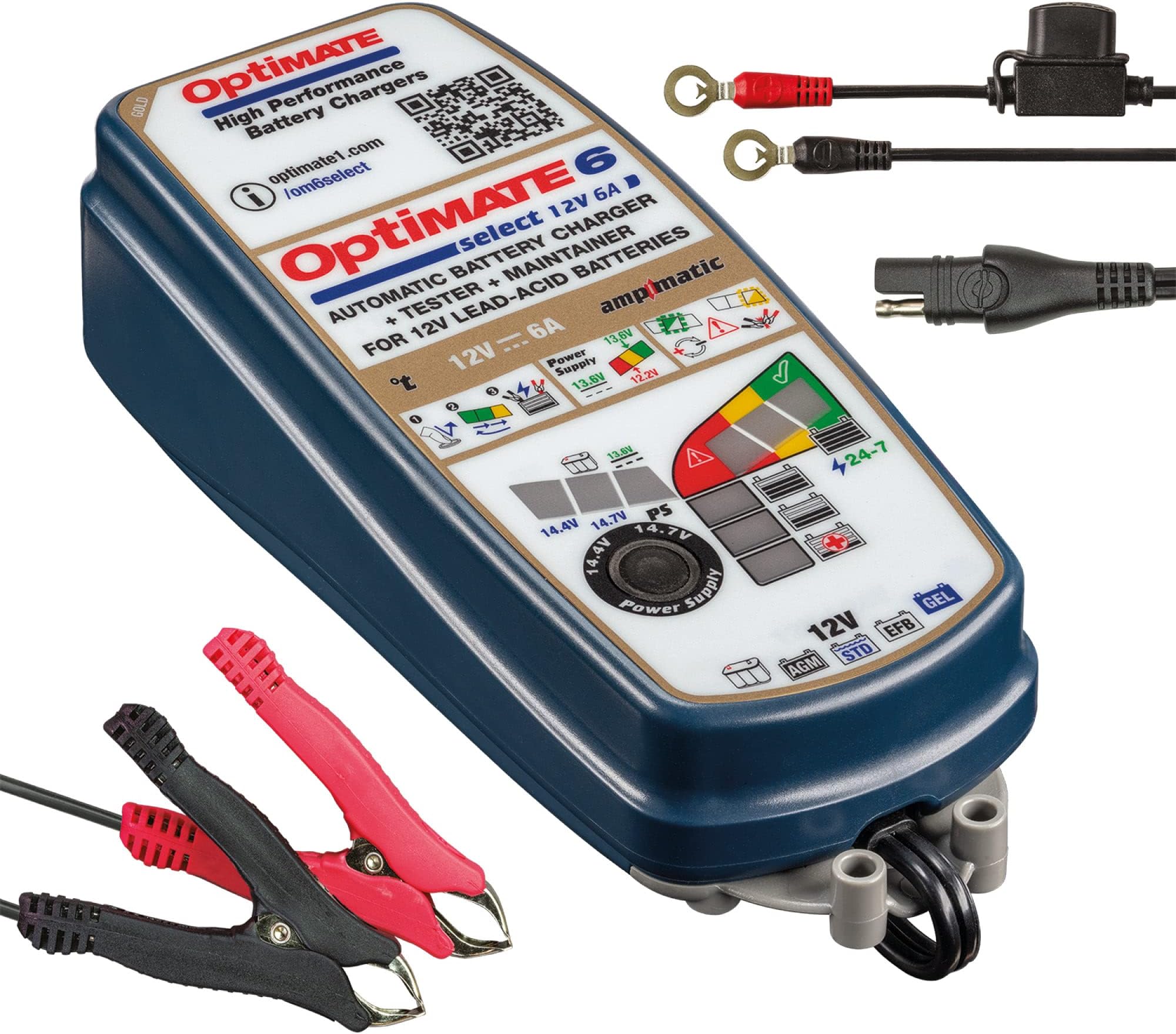 Amazon.com: Tecmate Optimate 5 Start/Stop, TM-221, 6-Step 12V 4A ...