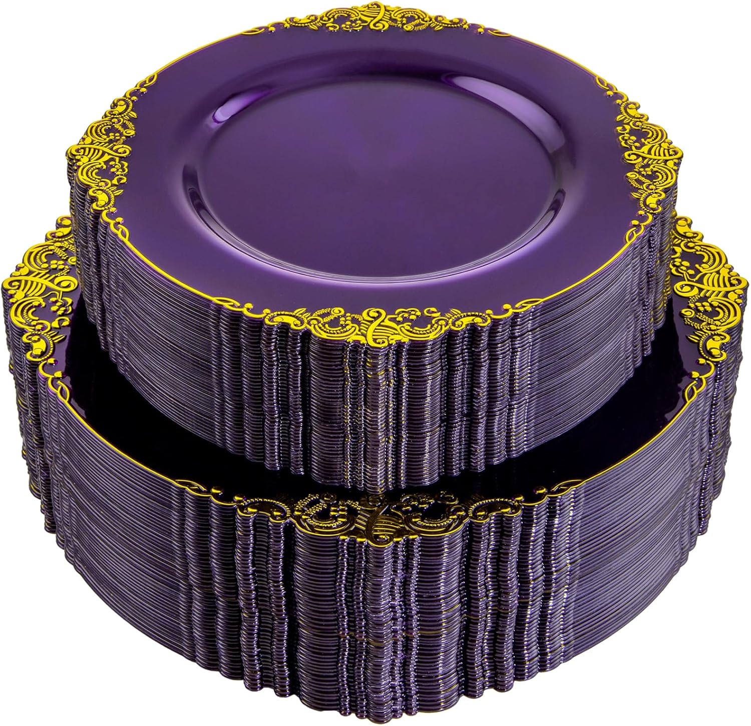 Amazon.com: Joyido 102PCS Purple Plastic Plates - Purple Disposable ...