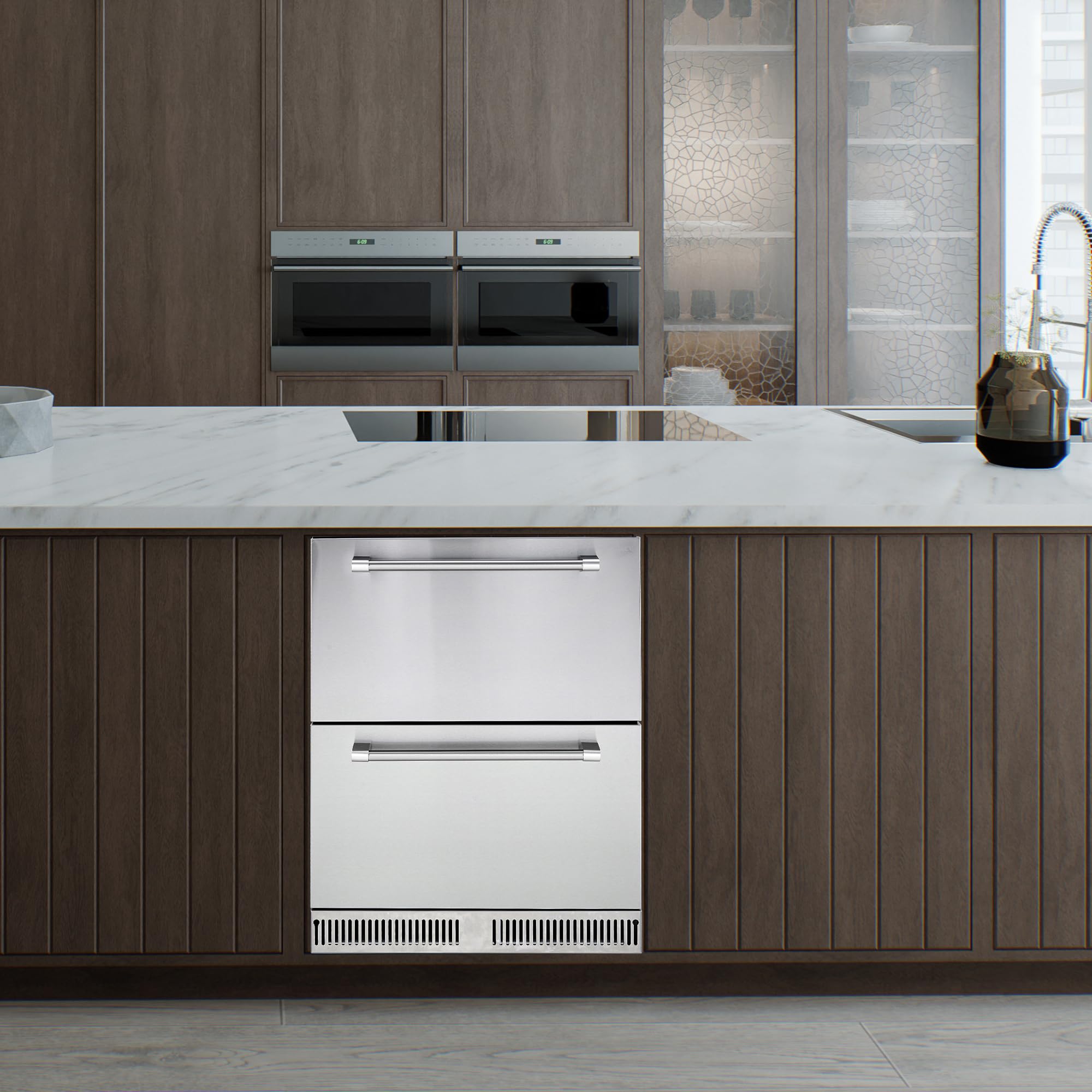 Snapklik.com : 24 Inch Outdoor Drawer Fridge, Counter Double Drawer ...