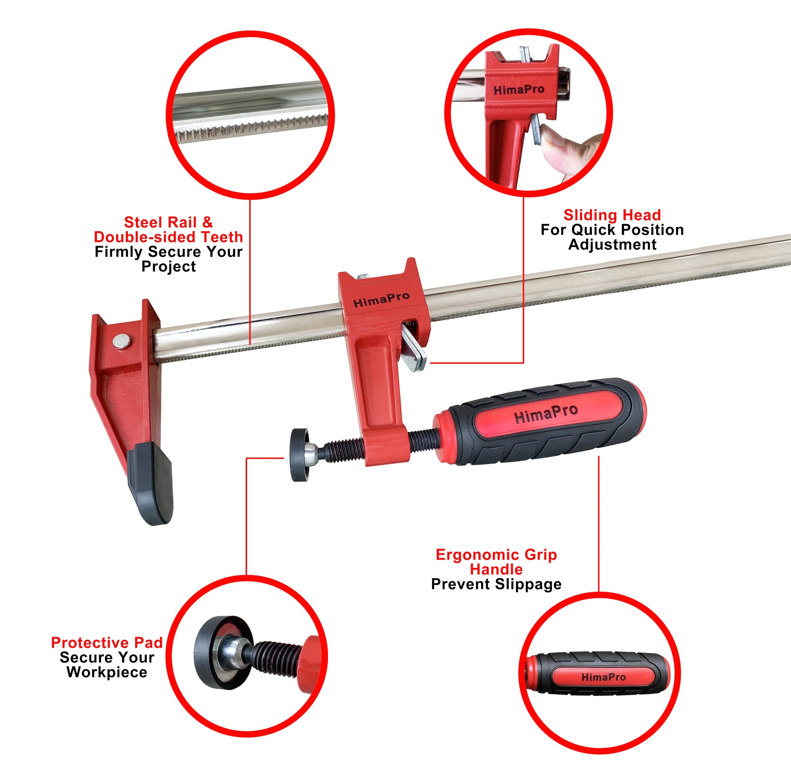 Snapklik.com : 24 Inch Bar Clamp Set, 2 Pack 600 Lbs Load Limit Medium ...