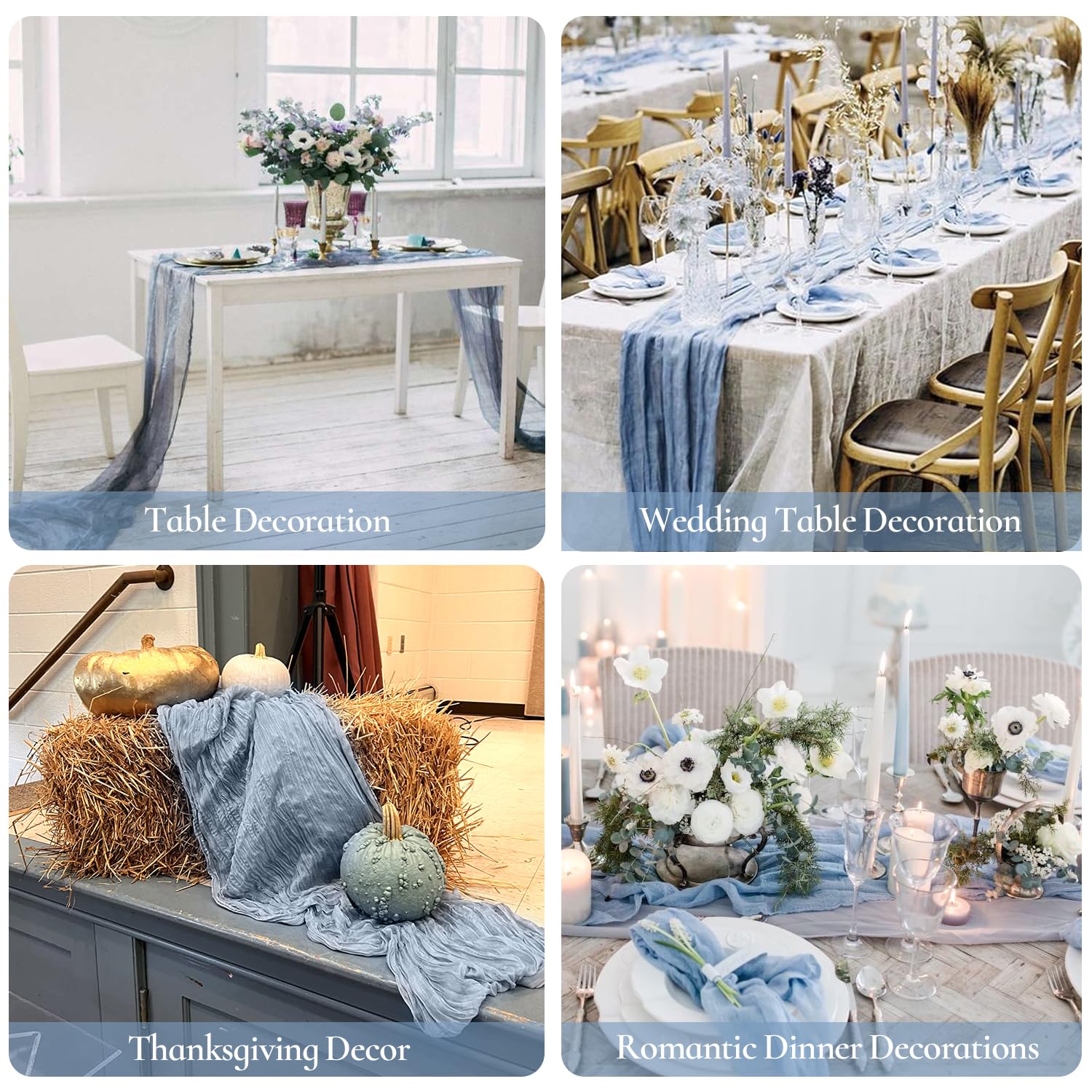 Snapklik.com : 10 Pack Dusty Blue Cheesecloth Table Runner 35x120 Inch ...