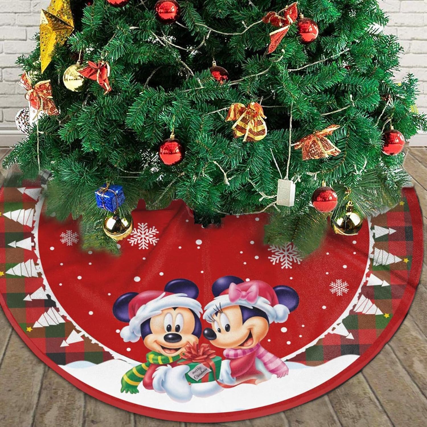 Amazon.com: Christmas Tree Skirt Red Tree Skirt 36 Inch, Tree Mat Decor ...