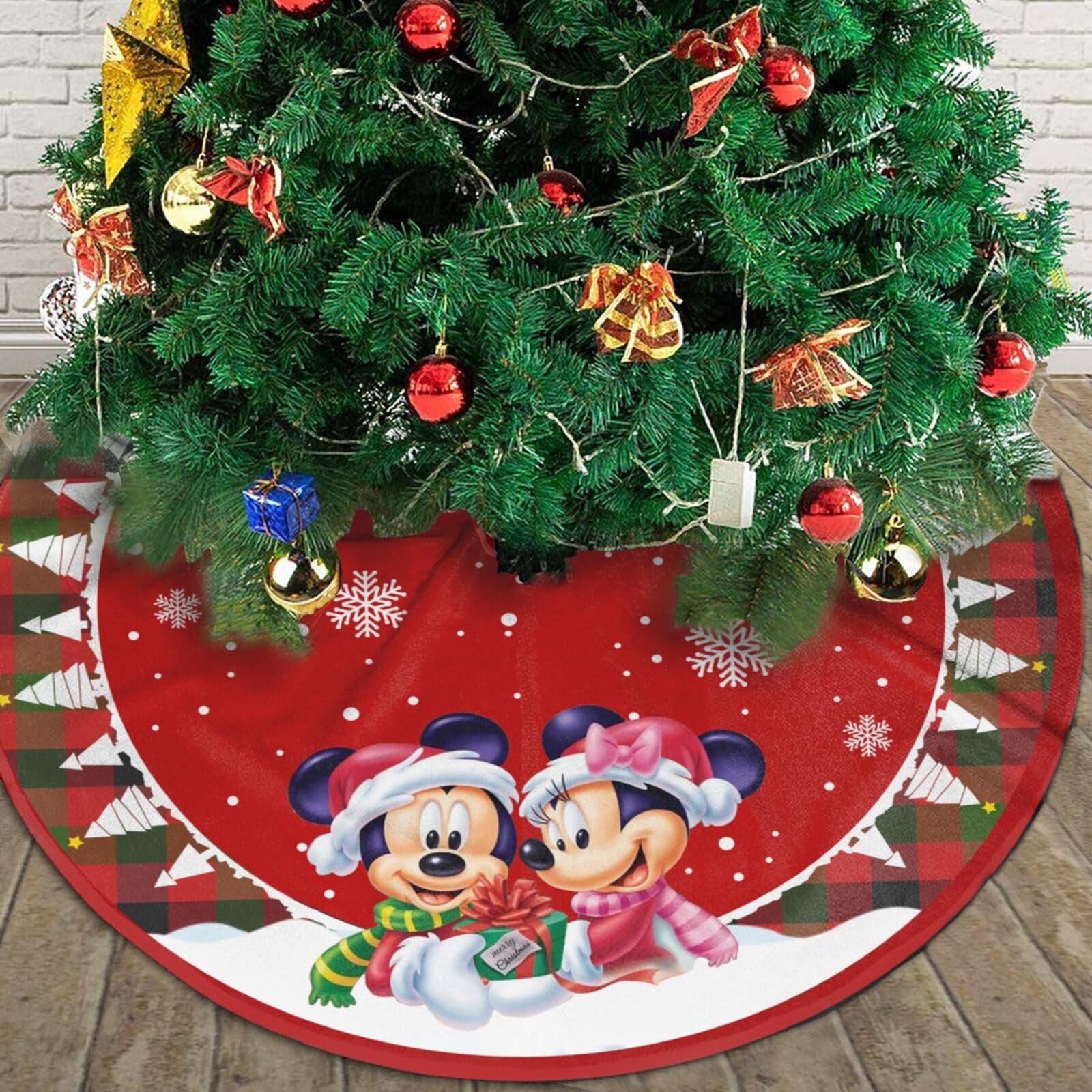 Amazon.com: Christmas Tree Skirt Red Tree Skirt 36 Inch, Tree Mat Decor ...