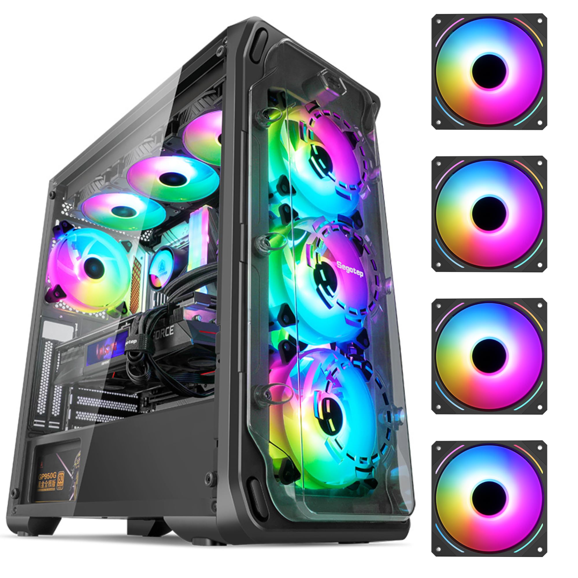 Amazon.com: SEGOTEP LUX 360 - EATX/ATX Gaming Desktop Case with 3D Ring ...