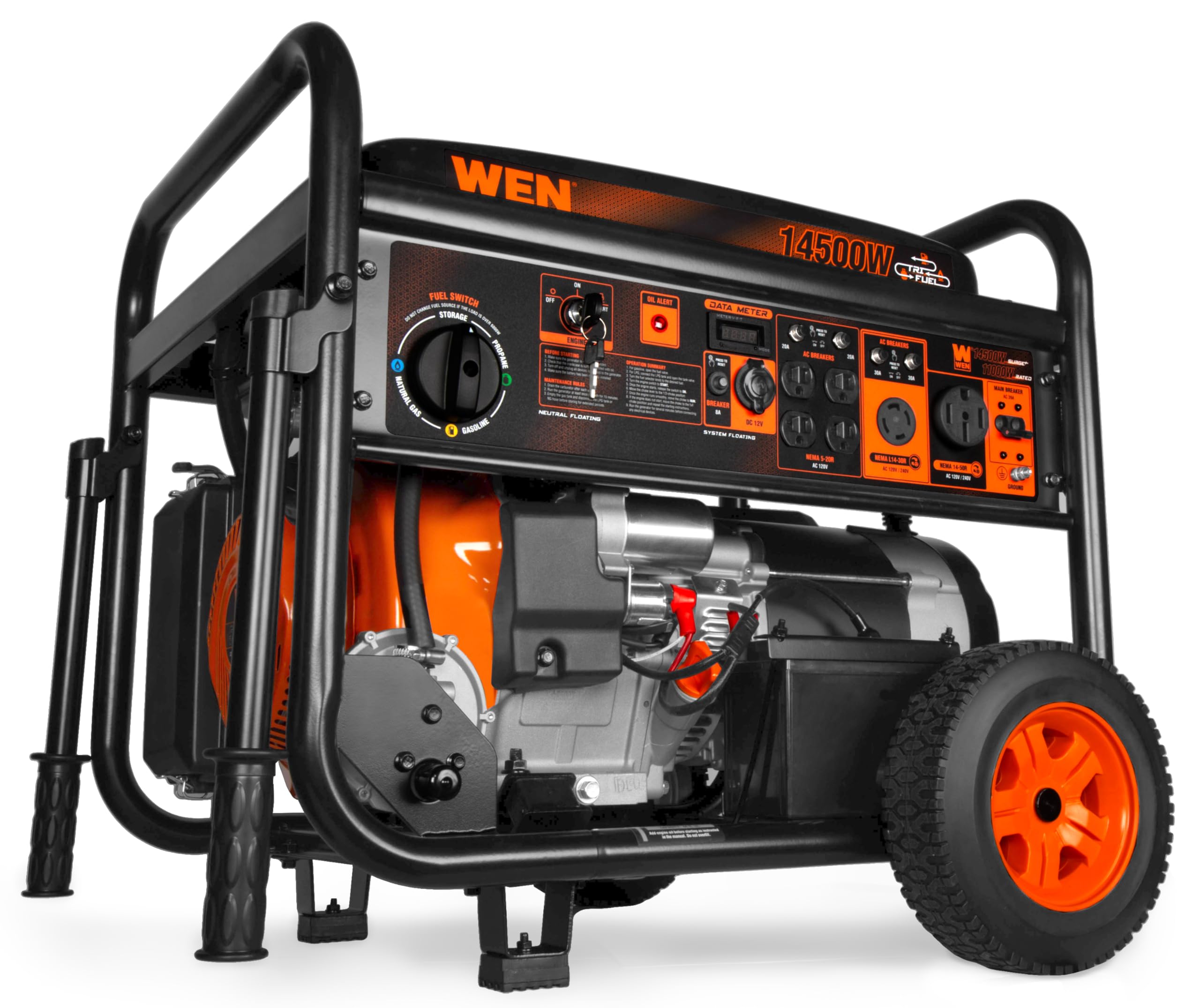 Amazon.com : WEN 14,500-Watt 120V/240V Tri-Fuel Generator for Gas ...