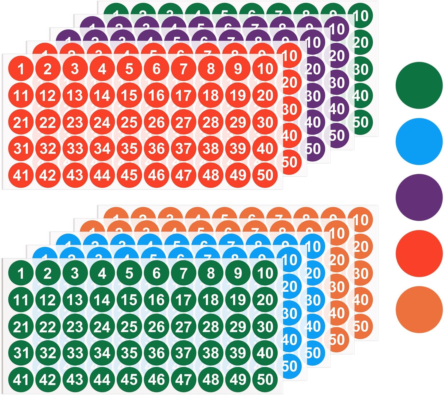 Amazon.com : 10 Sheets 1 to 50 Number Stickers Vinyl Consecutive Number ...