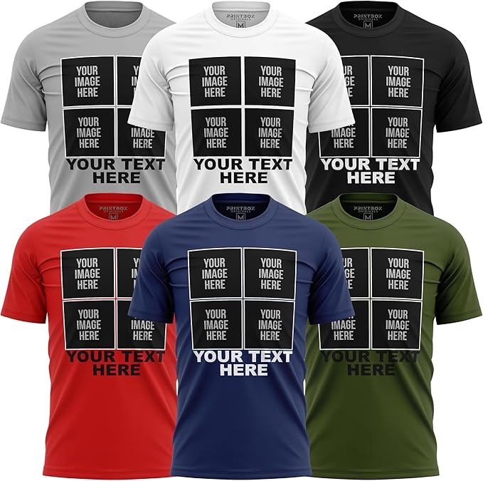 Amazon.com: Custom Shirt for Men and Women, ADD Any 4 Images and Text ...