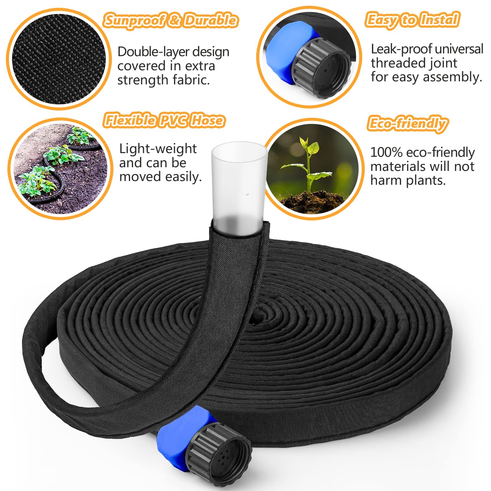 Snapklik.com : Soaker Hoses For Garden 50 FT, Heavy Duty Drip ...