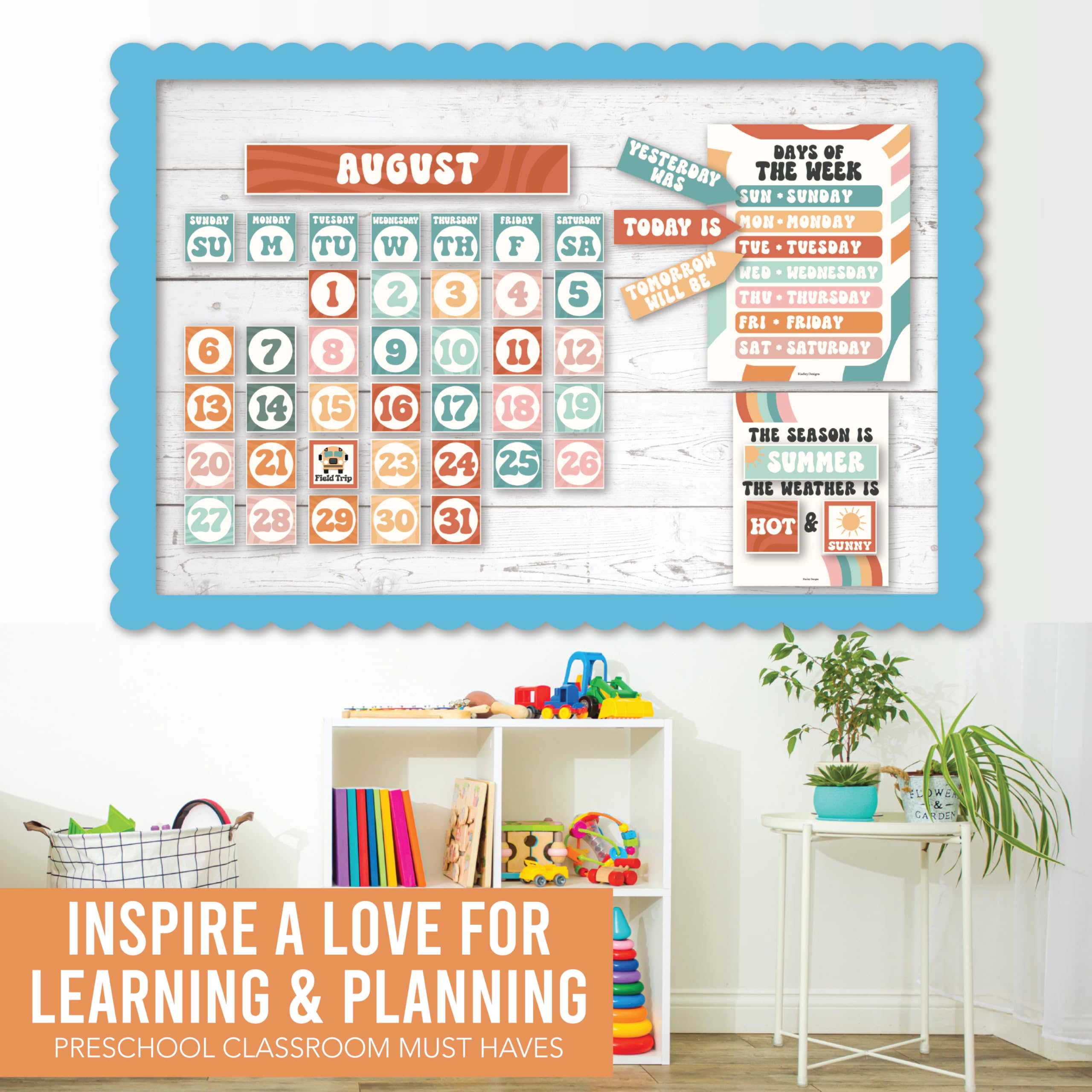Classroom Calendar Set Bulletin Board - Weather Chart & Seasons Decor ...