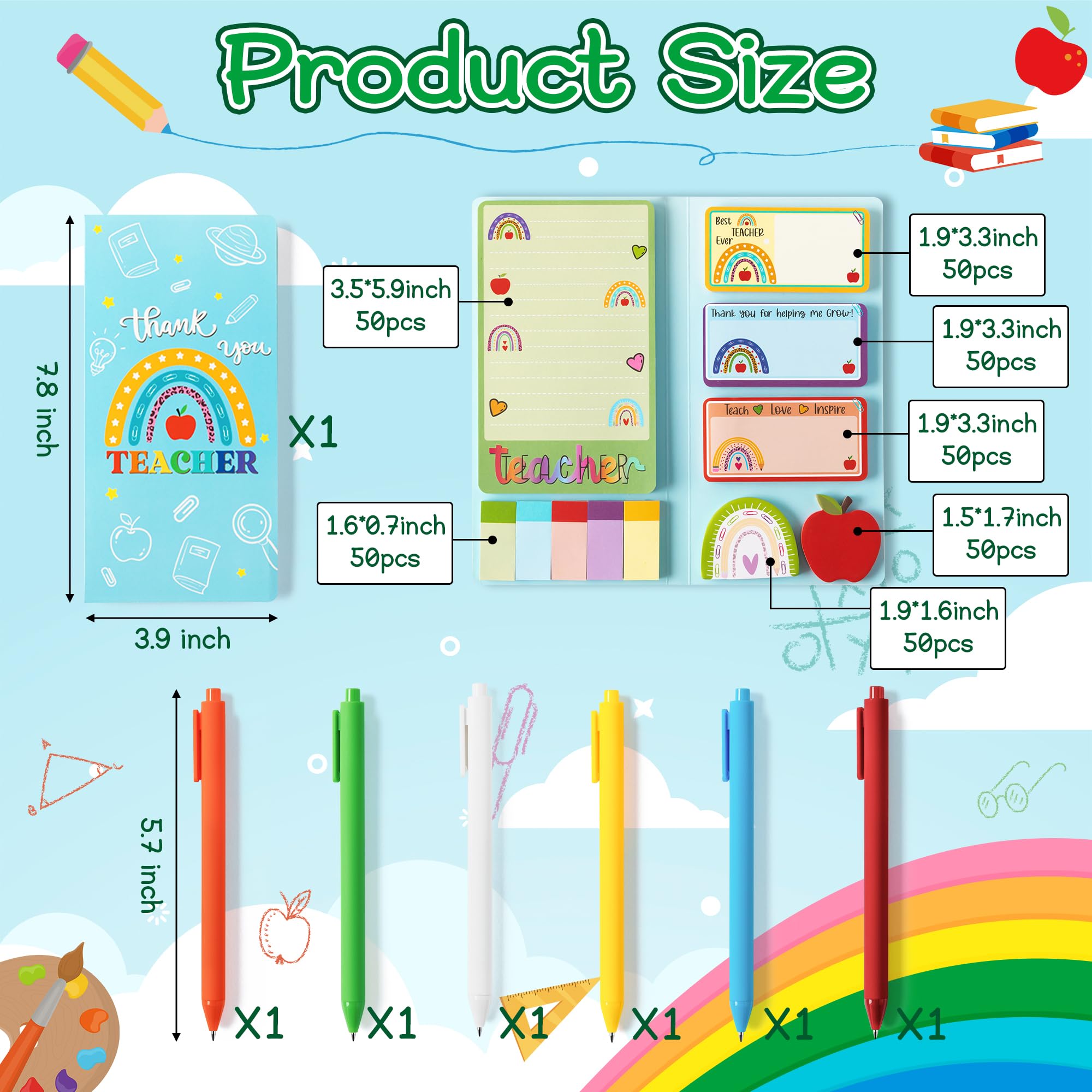Snapklik.com : Xqumoi Teacher Sticky Note A5 Notebooks Pens Stationery ...