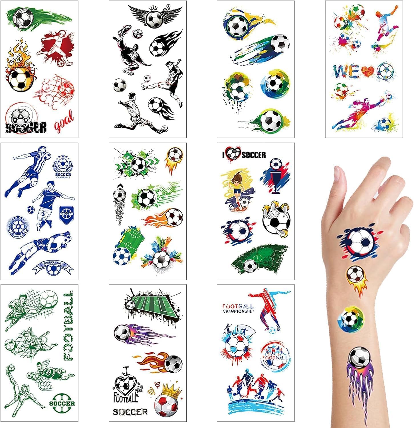 10 Sheets Football Temporary Tattoos for Kids, Football Stickers for ...